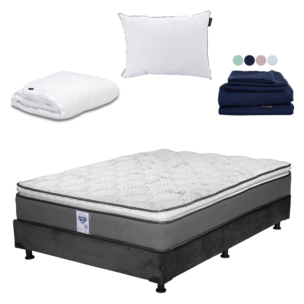 Colchón Spring Air Prestige con Box con Ropa de Cama